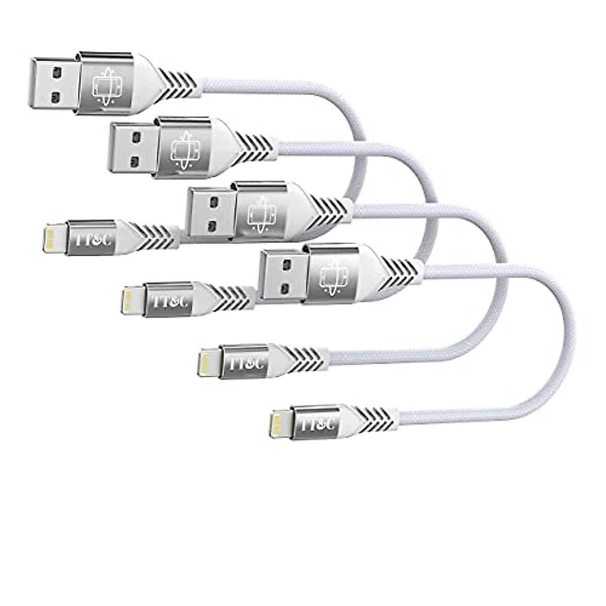 TT&C Short iPhone Lightning Cable 6 inch Charger Sync and Charging Data Cord for iPhone 14/14 Pro/ 14 Pro Max/ 13/13 Pro / 12/11/ Xs/Xs Max/Xr/X/ 8 Plus/iPad - White 4Pack