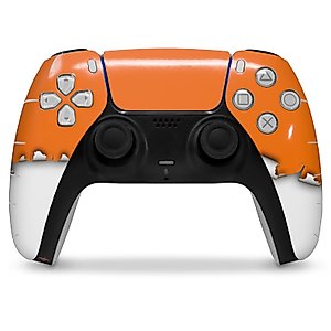 WraptorSkinz Skin Wrap compatible with Sony PS5 DualSense Controller Ripped Colors Orange White (CONTROLLER NOT INCLUDED)