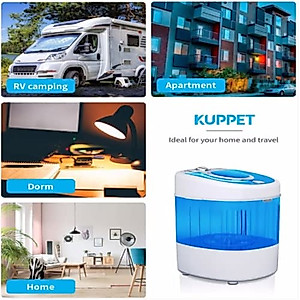 Portable Mini Washer, Timed with Spin Dryer, Wash Capacity 7.7 lbs, Small Semi-Auto Compact Washer, Durable Design Washer Energy Efficient, Spin Controller