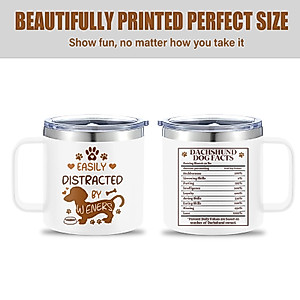 WWHSAI Dachshund Gifts - Easily Distracted by Wieners Dogs Dachshund Coffee Cups 14 Oz - Dachshunds Gifts For Women - Birthday Gift For Dackel Owners - Mothers Days Gift for Dachshunds Dog Mom Lovers