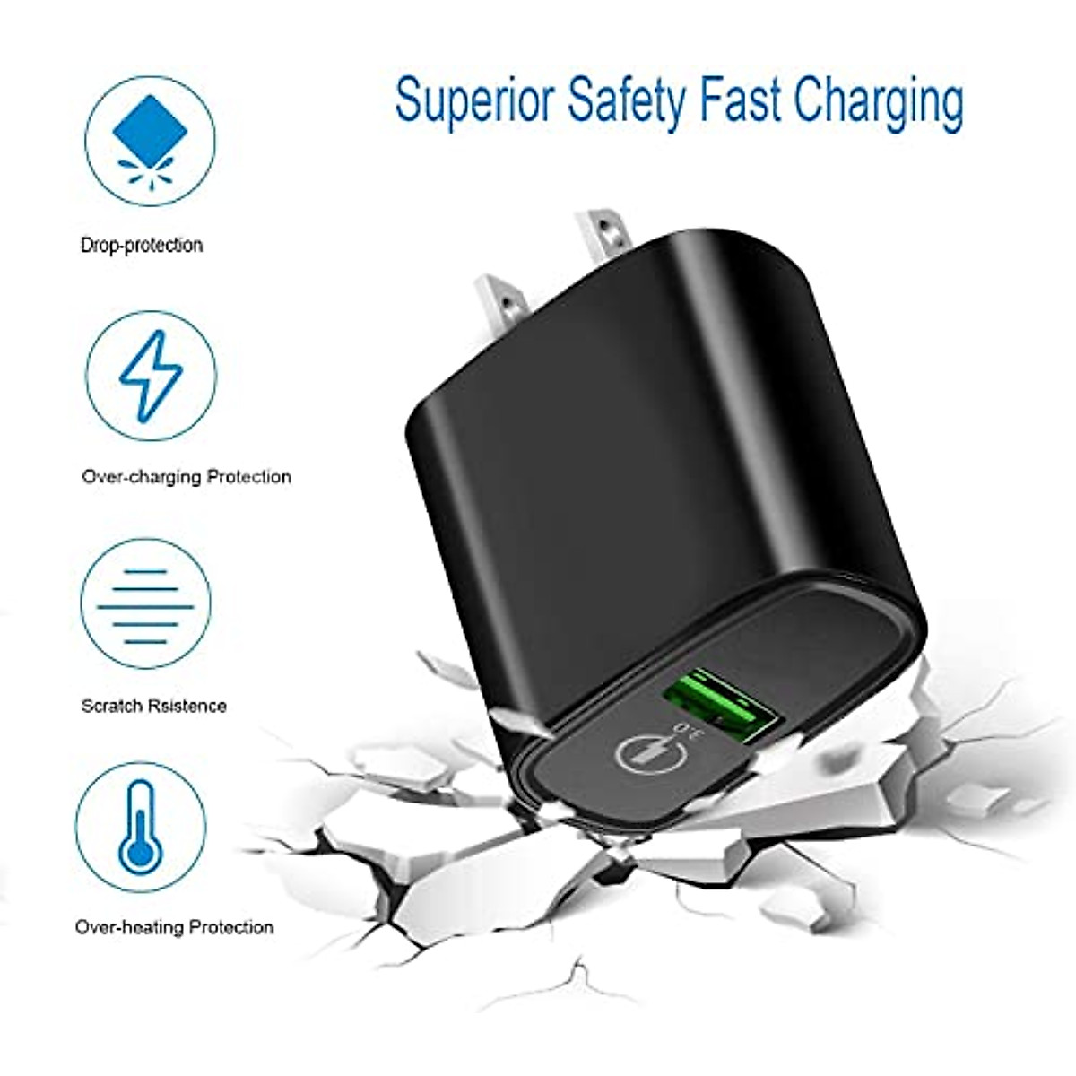 18W Fast Phone Charger for Moto G7 G8 Play Power,Z4 Z3,G Power,G Stylus,Edge Plus,G6/G6+,Z2 Z Force Droid Turbo,G7 Supra,Motorola One Action Hyper Zoom Vision,QC3.0 USB Wall Charger Adapter+6FTCable