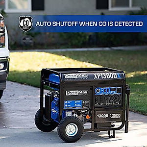 DuroMax XP13000X 13,000-Watt/10,500-Watt 500cc Electric Start Gas Powered Portable Generator w/ CO Alert, Black/Blue