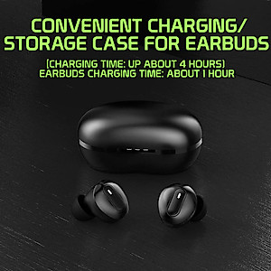 Wireless V5.1 Bluetooth Earbuds Compatible with LG G3 Beat with Extended Charging Bank case for in Ear Headphones. (V5.1 Black)