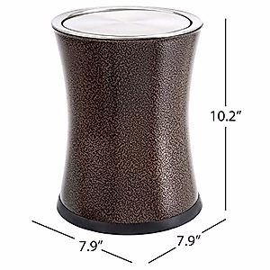 Bennett Swivel-A-Lid Small Trash Can, Metal Attractive 'Center-Inset' Designed Wastebasket, Modern Home Décor, Round Shape (Brown)