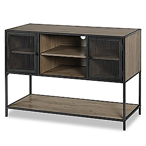 LTMEUTY Sideboard Buffet - Industrial Storage Cabinet, Coffee Bar Cabinet with Mesh Doors, Console Table Coffee Station, for Home, Living Room, Dining Room, Kitchen, Light Brown