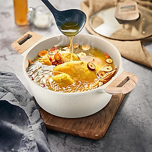 TIPTAP Nonstick Stock Pot,Granite Cookwear Soup Pot with Lid, 4 L/4.23 Qt Cooking Pot,Casserole Nonstick Stock Pot, Induction Pot for Soup, Broth, Chili, Stew - All Stove Compatible, (White)