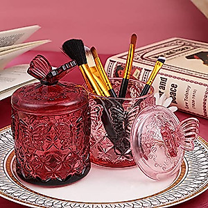 RockTrend Relief Butterfly Coloured Glass Storage Jar Candy Dish Swab Box with Lid