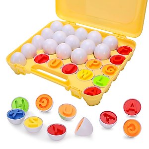 gbayle Letters Matching Eggs 26PCS ABC Toys Alphabet Educational Color & Shape Recognition Sorter Puzzle Skills Study Toys Easter Montessori Gift