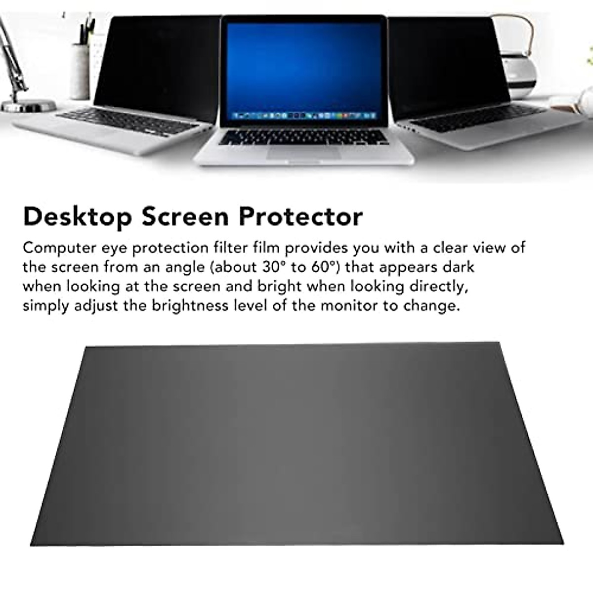 DAUERHAFT 21.5in Computer Screen Filter, Removable 16:9 Aspect Ratio Widescreen Laptop Monitor, Eye Protection Anti Glare Blue Light Slide Mount Tabs Cover Screen Protector for Work Spaces