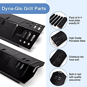 Criditpid Grill Replacement Parts for Dyna-Glo DGH474CRP, DGH450CRP, DGH485CRP, DGH483CRP, Porcelain Steel Grill Heat Plate, Stainless Steel Burner Tube for Dynaglo 4 and 5 Burner Grill.
