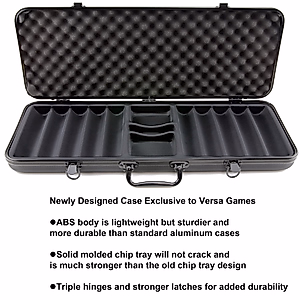 Versa Games 13.5 Gram Poker Chips - Clay Poker Chips Set - 500 Piece Crown Casino Poker Set with Numbers Denomination - New Upgraded Poker Case