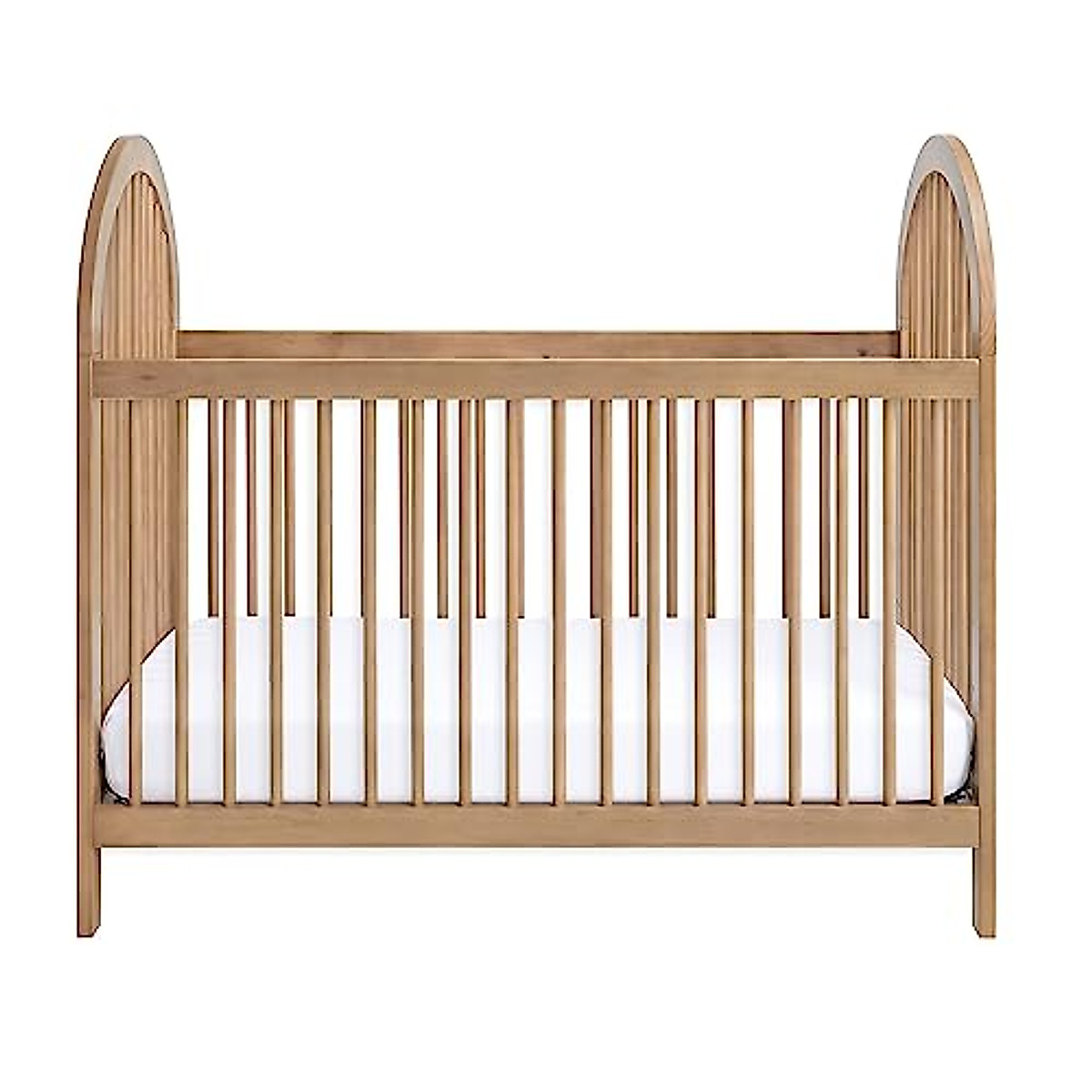 Oxford Baby Everlee Modern High Arch 3-in-1 Convertible Island Crib with Round Spindles, Honey Wood