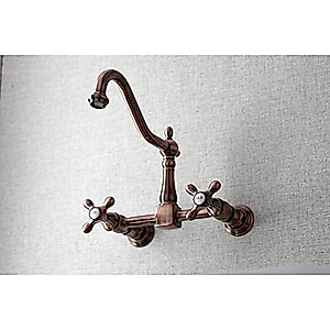Kingston Brass KS124AXAC Heritage Bridge Kitchen Faucet, Antique Copper