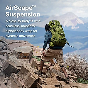 Osprey Aether 55L Men's Backpacking Backpack, Garlic Mustard Green, S/M