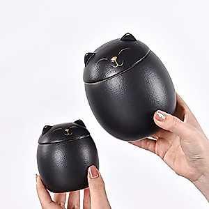 LMEILI Pet Urns for Cats Box Ashes Keepsake Memorial Cremation Small Dog Animal Ceramics Ashes Funeral Urn Personalized (Small Black)