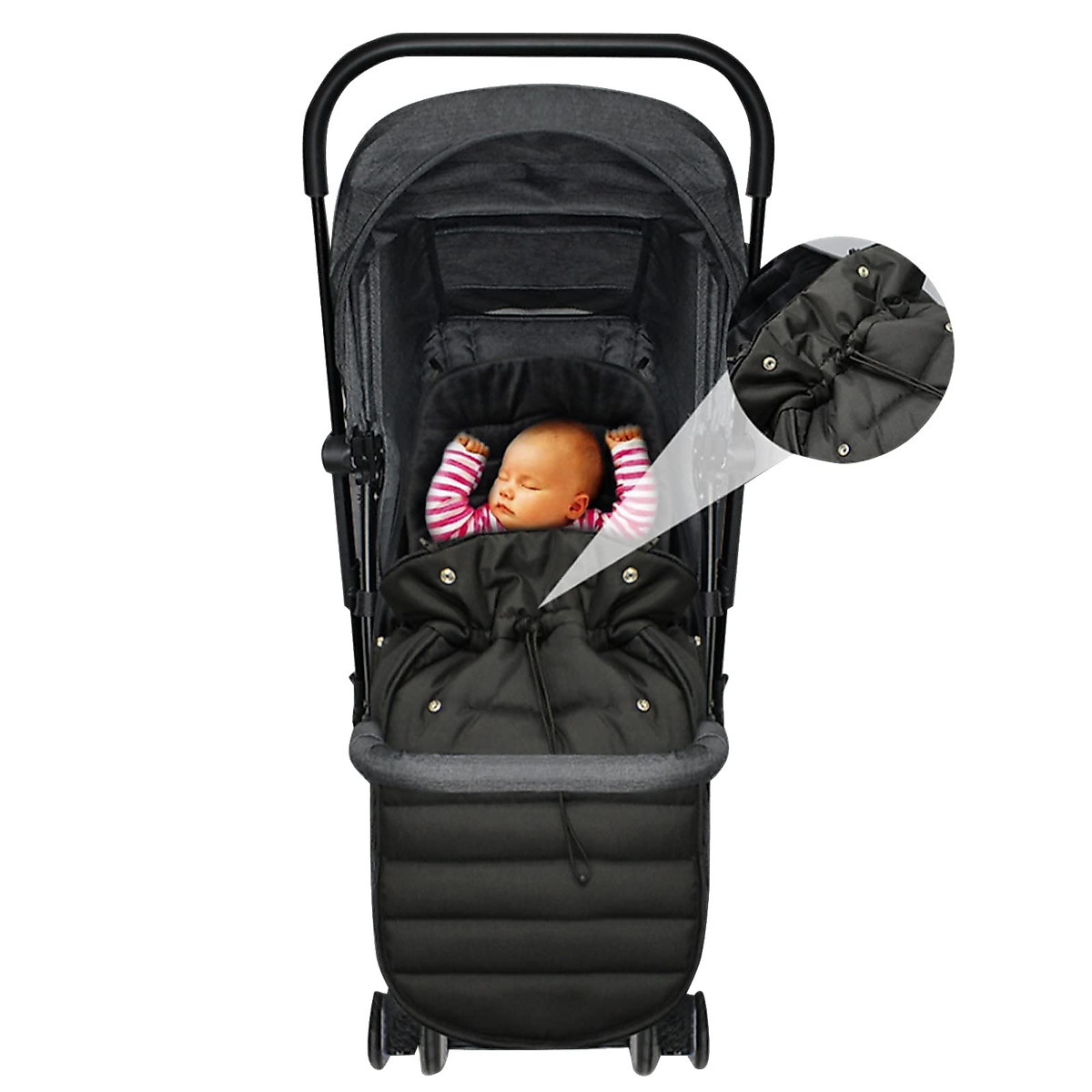 Beisto Baby Stroller Sleeping Bag Warm Foot Cover Bunting Bag to Protect Baby from Cold and Winter Weather in Car Seats and Strollers,Black,One Size