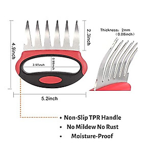 Vamotto 3-in-1 Pulled Pork Shredder Claws - Stainless Steel Meat Claws BBQ Meat Forks for Shredding Handling Carving Food Barbecue Paws Claw Handler Set for Serving Pork, Turkey, Chicken, Brisket