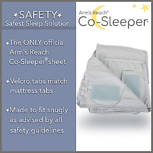 Arm’s Reach 100% Cotton Fitted Bassinet Sheets - Soft and Breathable, Specially Designed for Use with Arm’s Reach Ideal and Ideal Ezee Co-Sleeper Bedside Bassinets, White