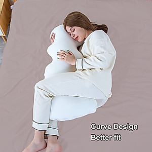 AMCATON 39 Inch 3D Cloud Shaped Full Body Pillow, Large Bed Sleeping Pillow for Adults, Long Pillow for Side Sleeper with Velvet Cover (MILKY)