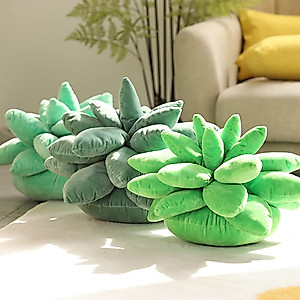 TADESES 3D Succulent Pillow,Cute Pillows,Leaf Pillow,Decorative Throw Pillow,Gifts for Succulent Lovers Or Kids (10 inches, Dark Green)