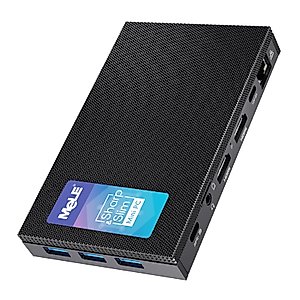 MeLE Quieter3C Fanless Mini PC, Win 11 Pro, Intel Celeron N5105, 8GB RAM, 256GB ROM, Full-Function USB-C, WiFi 5, Triple Display, Slim Desktop PC on Industrial, Home, Office