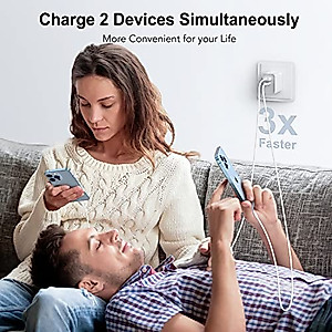 3 Pack 20W USB C Fast Charger, Dual Port PD Power Delivery + Quick Charger 3.0 Wall Charger Block Plug Cube for iPhone 14/14 Plus/14 Pro Max/13/12 Pro Max/Mini/11/XS/XR/X, iPad, Samsung, LG