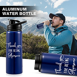 Bokon 24 Pack Thank You Appreciation Gifts Lightweight Aluminum Water Bottle Bulk Reusable Water Bottle with Twist Cap Buckle Leakproof Gym Sports Water Bottle for Camping Hiking (20 oz)