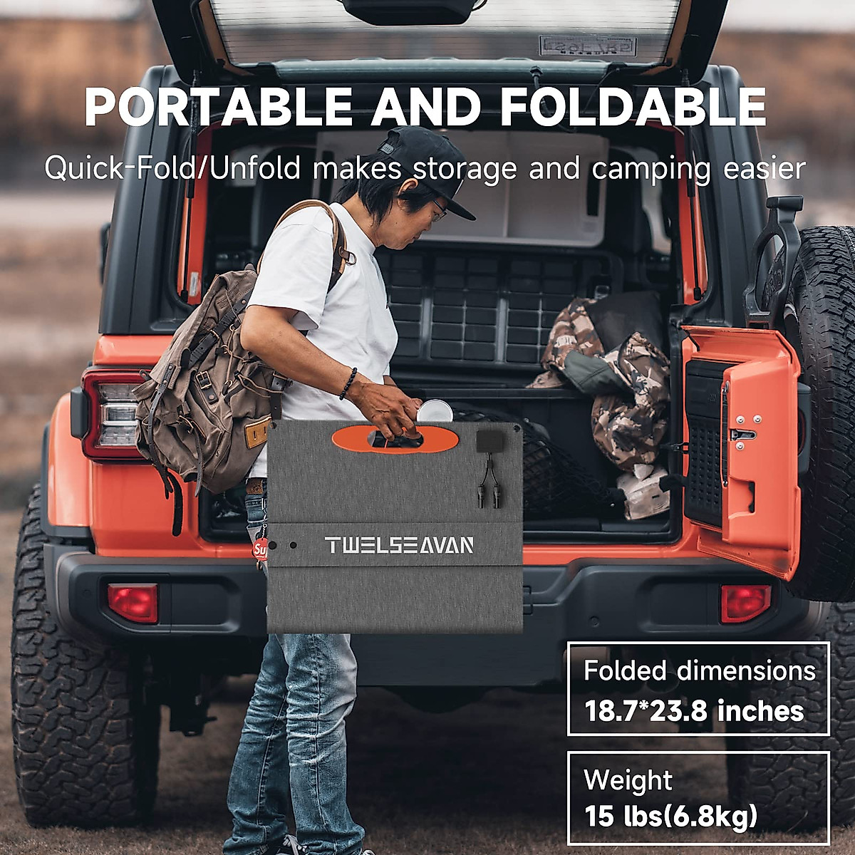 TWELSEAVAN 160W Portable Solar Panel for Jackery/EF/Bluetti/Anker/Goal Zero Power Station, IP68 Waterproof 23.5% Efficiency ETFE Foldable Solar Charger with Adjustable Kickstand for Camping Outdoor