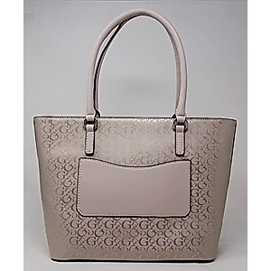 GUESS Women's Rose Dust Rose Gold Patent Logo Debossed Tote Bag Handbag Purse