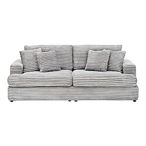 Ball & Cast 79.3" Corduroy Upholstered Comfy Sofa,3 Seater Couch with Deep Seat,Mordern Loveseat with 4 Pillows for Livingroom, Apartment, Office, Gray
