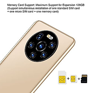 5.45in HD Full Screen Cell Phones, Mate40 Pro Dual Card Dual Standby Smartphones, 512MB+4GB Android4.4.2 Smart Phone, MTK6572 DualCore CPU, Face Recognition Unlocking(Gold)
