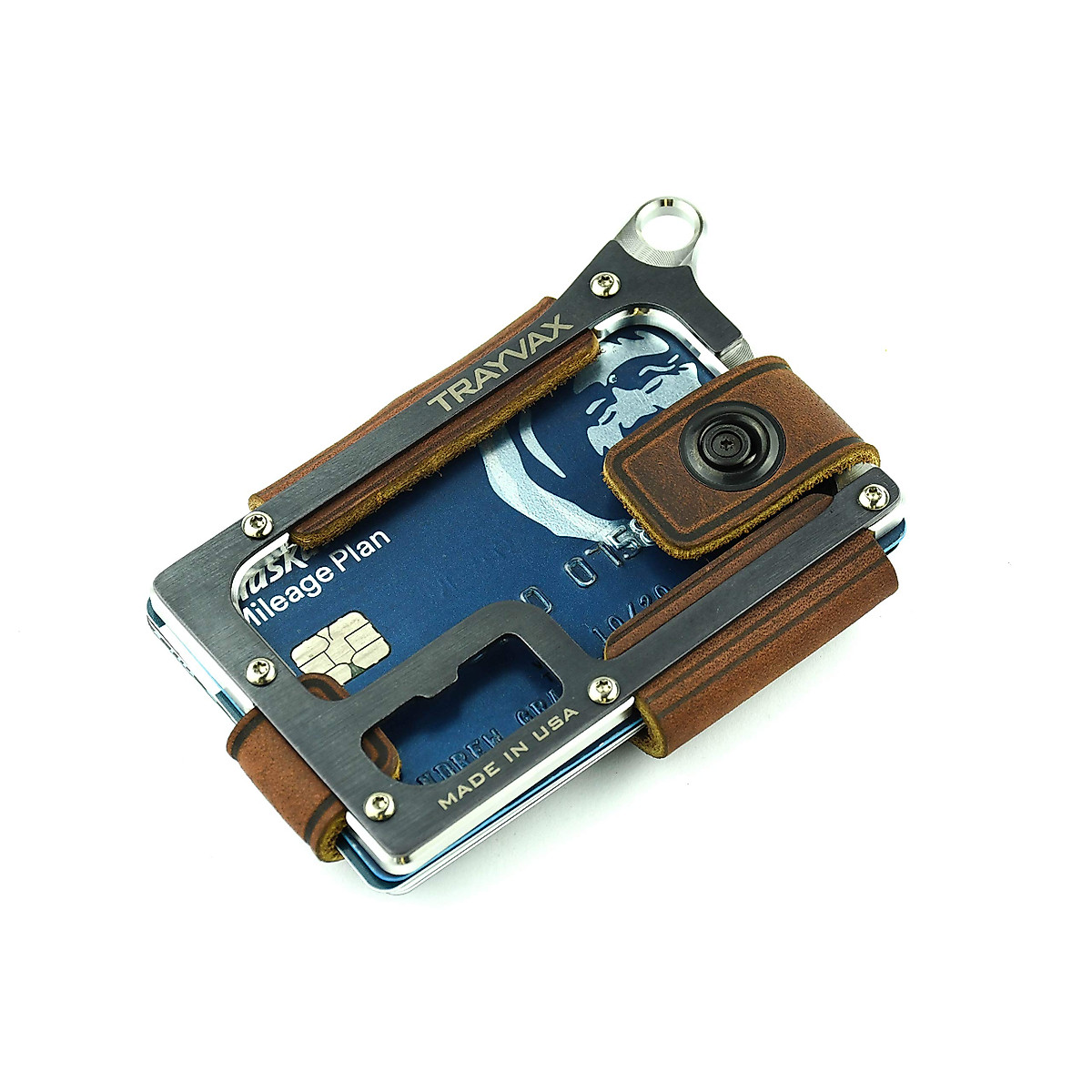 Trayvax Contour Wallet, RFID Front Pocket Money and Credit Card Holder, Minimalist Slim Leather Metal Wallet for Men and Women, Raw Mississippi Mud