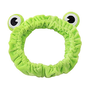 ikasus Frog Head Wrap and Hair Band Green Frog Headband Women Facial Makeup Headband Elastic Stretchy Head Band for Face Washing Shower Sports Yoga Beauty Skincare Hair Accessories Style 1