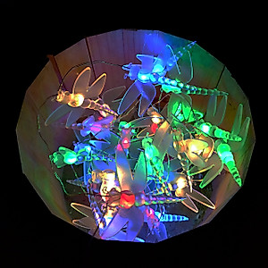 Hometown Evolution, Inc. Solar Powered Dragonfly String Lights - 30 LED Multi Colored, 8 Modes, Outdoor Waterproof for Gardens, Patios, Yards, Home, Parties and More
