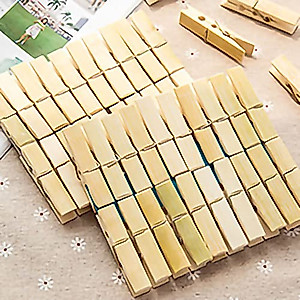 OLEQE 20 Wooden clothespins, Natural Birch Rust-Proof and Moisture-Proof clothespins, Bamboo clothespins and Windproof clothespins for Outdoor Balconies