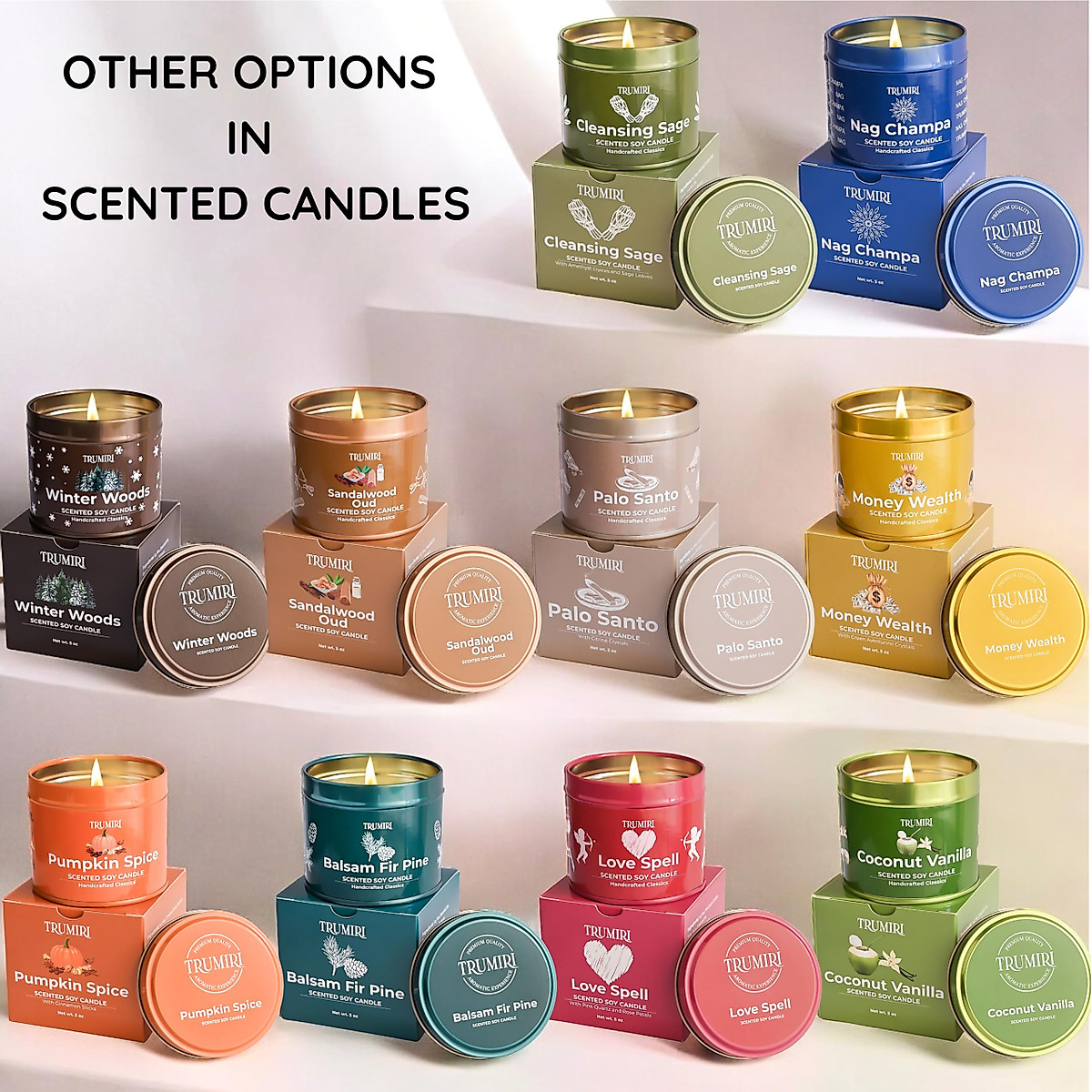 Sage Candle for Cleansing House Negative Energy Smudge Kit - 5oz Soy Wax Natural Clean Organic Non Toxic - Aromatherapy Spiritual Meditation Gifts - Long Lasting Highly Scented Candel with Crystals