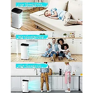 COMFYHOME 3-IN-1 Portable Air Conditioners Windowless, 65° Oscillation Swamp Cooler, 3 Speeds Portable Air Cooler w/Humidifier, Remote & 12 Hours Timer, Evaporative Cooler Cooling Fan for Room Home