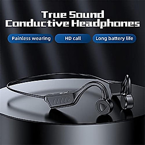 Ganfancp Wireless Bluetooth Headphones,Neck-Mounted Osteoconductive Headset,HiFi Stereo Noise Reduction Bones-Conduction Earphones for Sports,Work,Game
