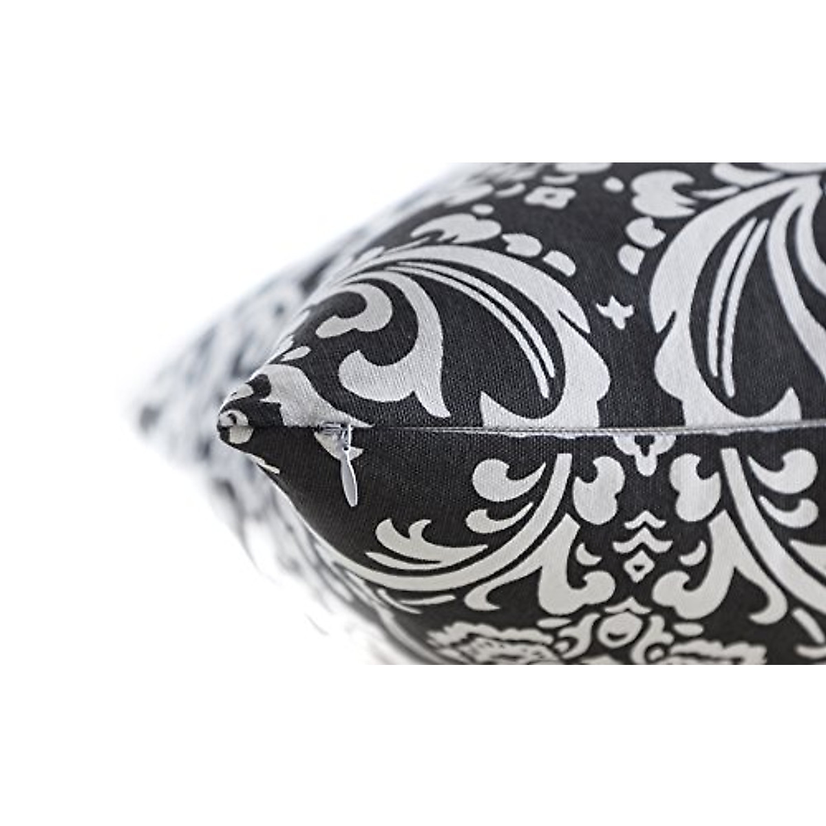 TreeWool Damask Accent Fall Winter 18x18 Set of 2 Decorative Throw Pillow Covers 100% Cotton Home Decor Pillowcases for Sofa Couch (Black)