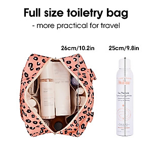 Narwey Full Size Cheetah Toiletry Bag Women Large Makeup Bag Organizer Travel Cosmetic Bag for Toiletries Essentials Accessories (Leopard)