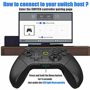 GCHT GAMING Switch Pro Controller for Nintendo Switch/Switch Lite/PC Support Wakeup, Turbo, Remote Gamepad with Joystick, Gyro Axis, Double Vibration Functions (Black)