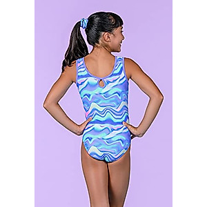 Destira Leotards for Girls Gymnastics, Cotton Candy Multi-Colored Swirls Fun Design Dance, Ballet One-Piece Outfit, Child Medium (8)