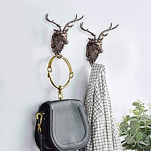 Fdit Towel Hook Hook, Wall Hook, Hanging Hook, Deer Head Hook Rustic Wall Hanger Bathrooom for Home Livingroom for Office(Deer Head (Antique Gold))