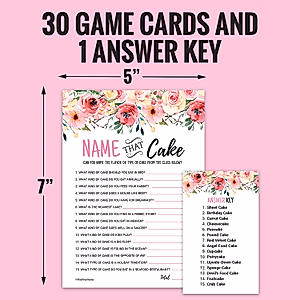 30 Name That Cake Game Cards- Bridal or Baby Shower, Birthday, Gender Reveal, Engagement or Bachlorette Party- Fun, Easy Activity for Women, Men, and Kids