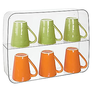 mDesign Plastic Wall Mount Display Organizer Holder, 2 Tier - Protect, Store and Show Off Small Collectibles, Figurines, Mugs, Succulent Plants - Create Additional Storage in Bathroom, Nursery - Clear