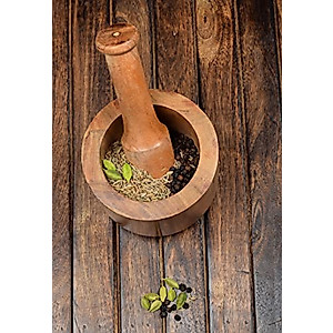 Samhita Acacia Wood Mortar and Pestle for Garlic Pepper Herb Crusher Kitchen Utensils Birthday Housewarming Gift. Mortar- 4" x 3" Pestle- 5.5"