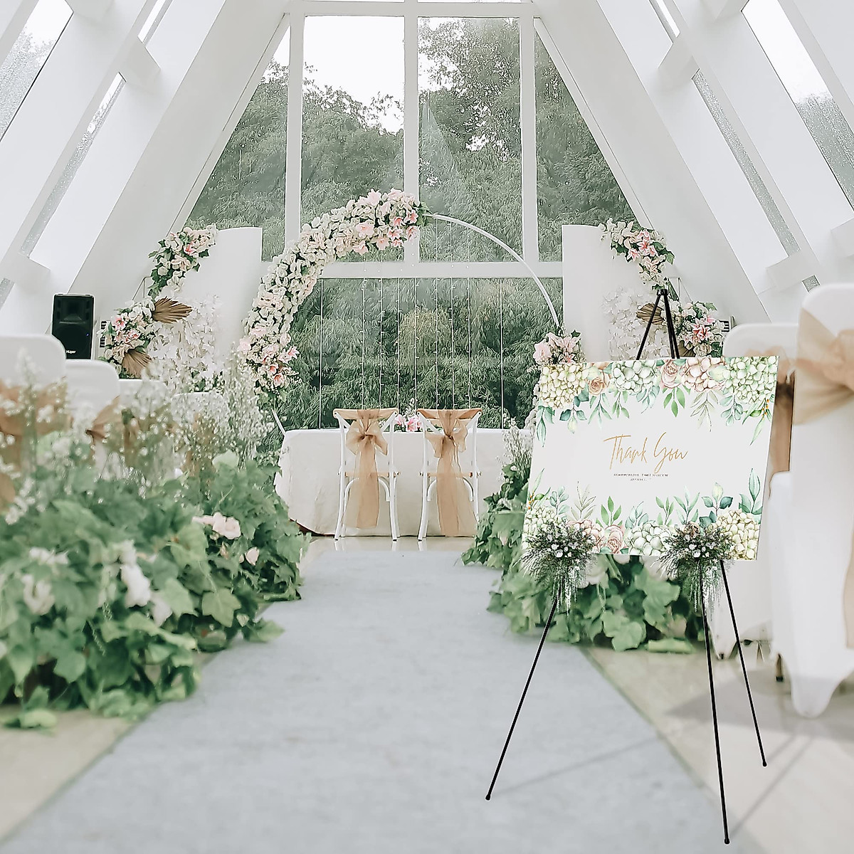 SIGN-W Easel Stand for Display Wedding Sign & Poster - 63 Inches Tall Easels for Display - with Bag Collapsable Portable Poster Easle - Large Floor Adjustable Metal Painting Easel Tripod Black