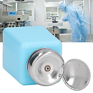 Walfront Solvent Dispenser, 200ML Press Type Solvent Dispenser Push Type Bottle ESD Anti Static Bottle with Stainless(Blue)