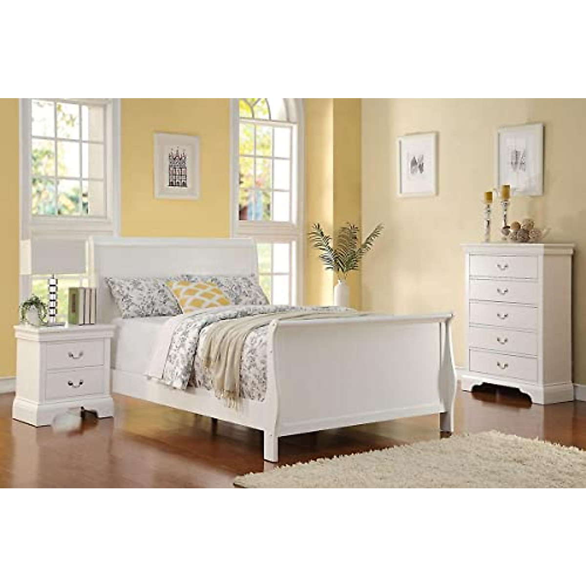 Petfu Modern Nightstand with 2 Drawers Solid Wood Bed Side Table End Table with Storage Classical Nightstand for Bedroom Living Room,White