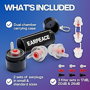 EarPeace Music - High Fidelity Concert Ear Plugs - Ear Protection for Concerts, Musicians and Live Events with Loud Music - Reusable/Hypoallergenic Earplugs - Noise Reduction Up to 26dB